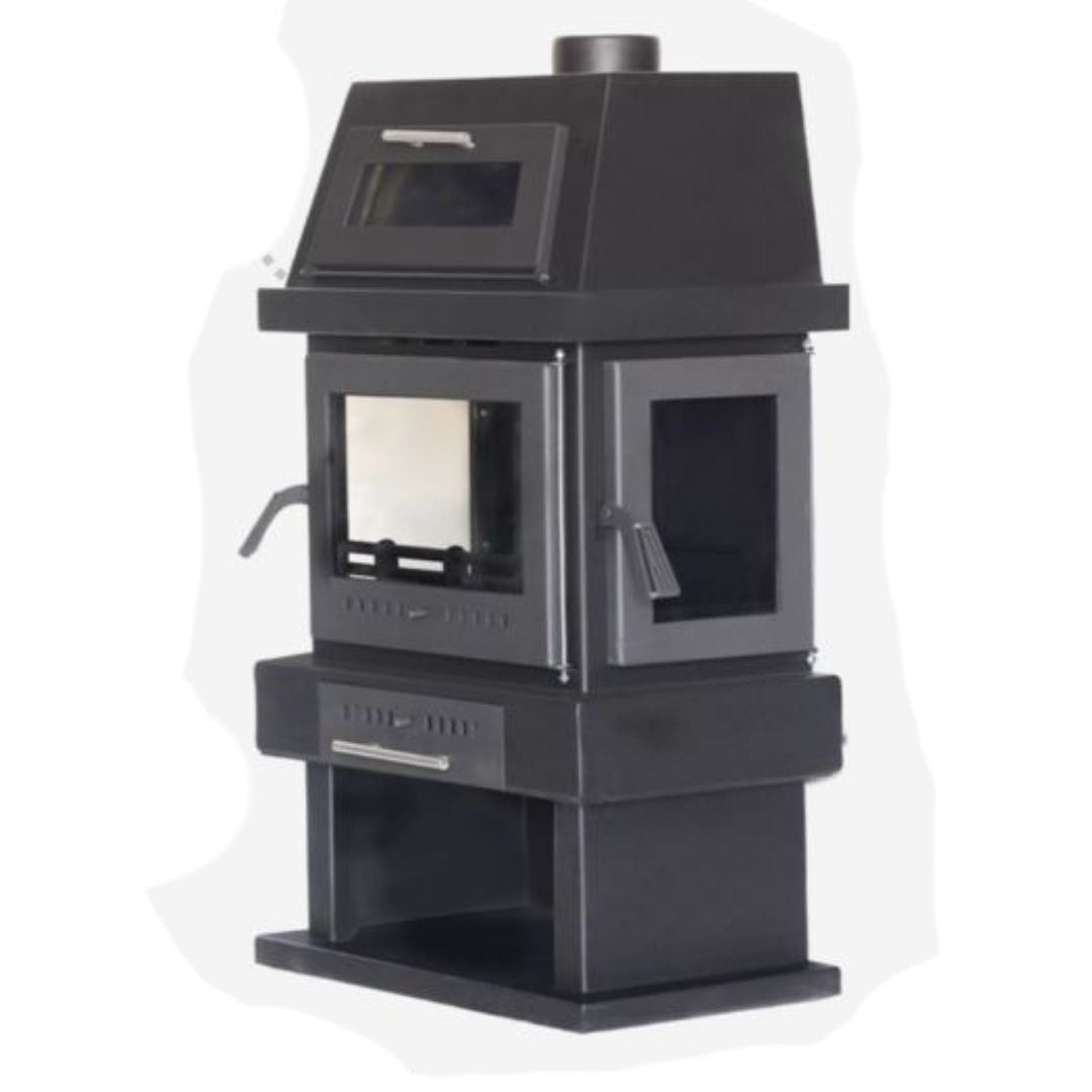 Fireplace Wood Stove – Half Pyramid with Triple Glass & Oven – Abouche3le